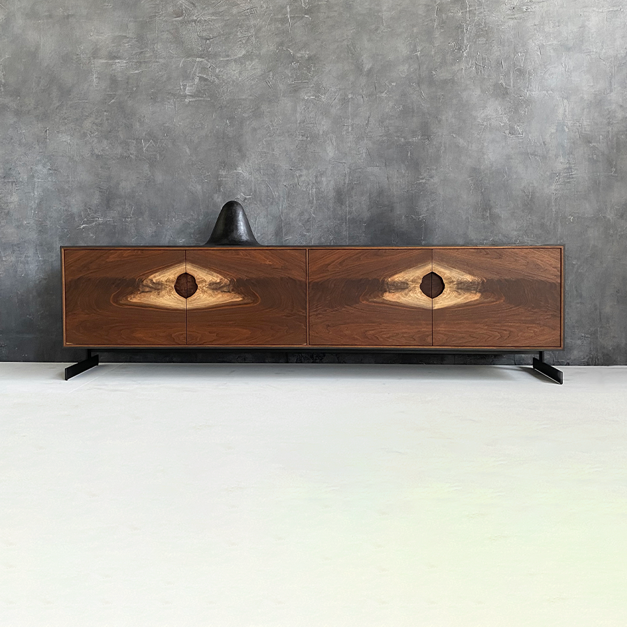 OUTSIDE IN Credenza in Black – Metal Legs 86″ by Patrick Weder - Coup DEtat
